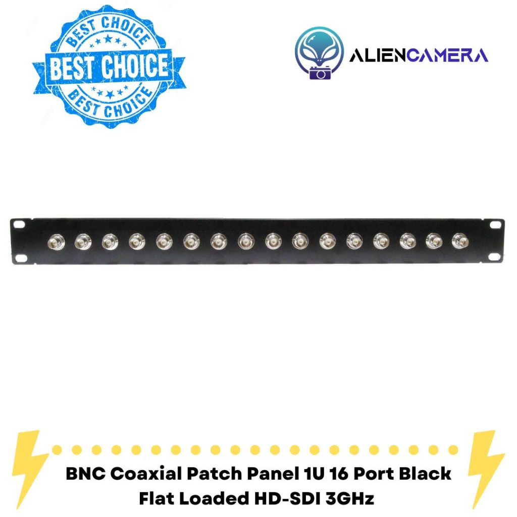 BNC Coaxial Patch Panel 1U 16 Port Black Flat Loaded HD-SDI 3GHz ...