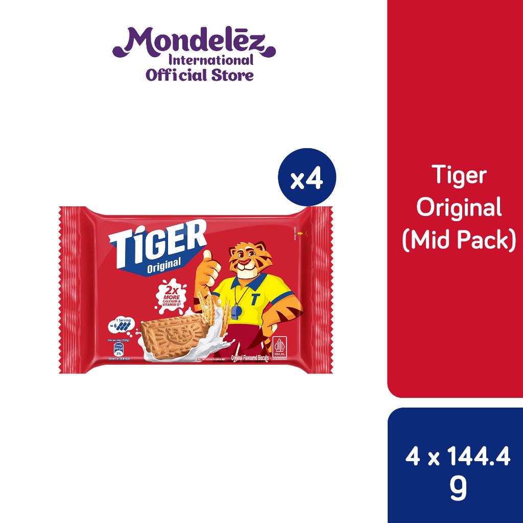 Tiger Plain Sweet Biscuits Mid pack Original (144.4g x 4) / Chocolate ...