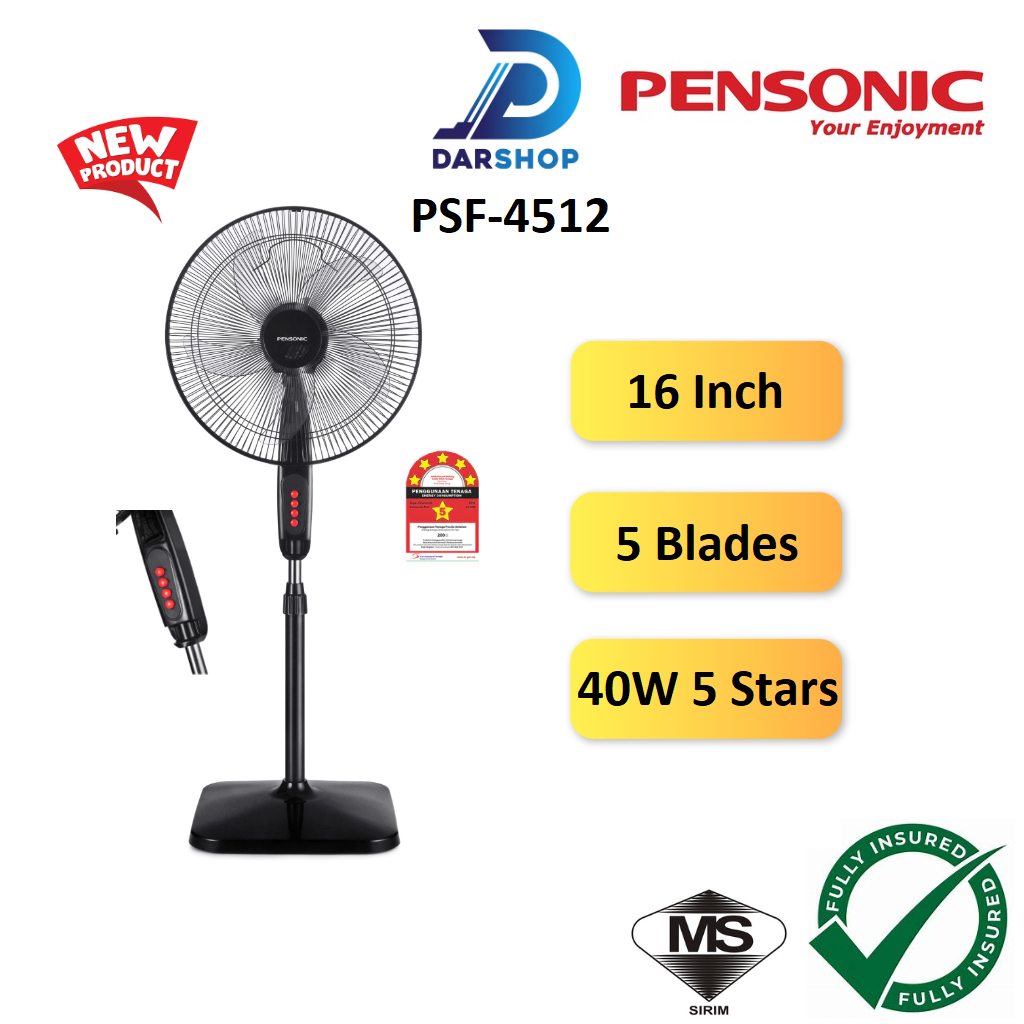 Pensonic 16 Inch Stand Fan Kipas Angin Berdiri Murah Berkualiti 16" Standing Fan 电风扇 PSF-4512 ...