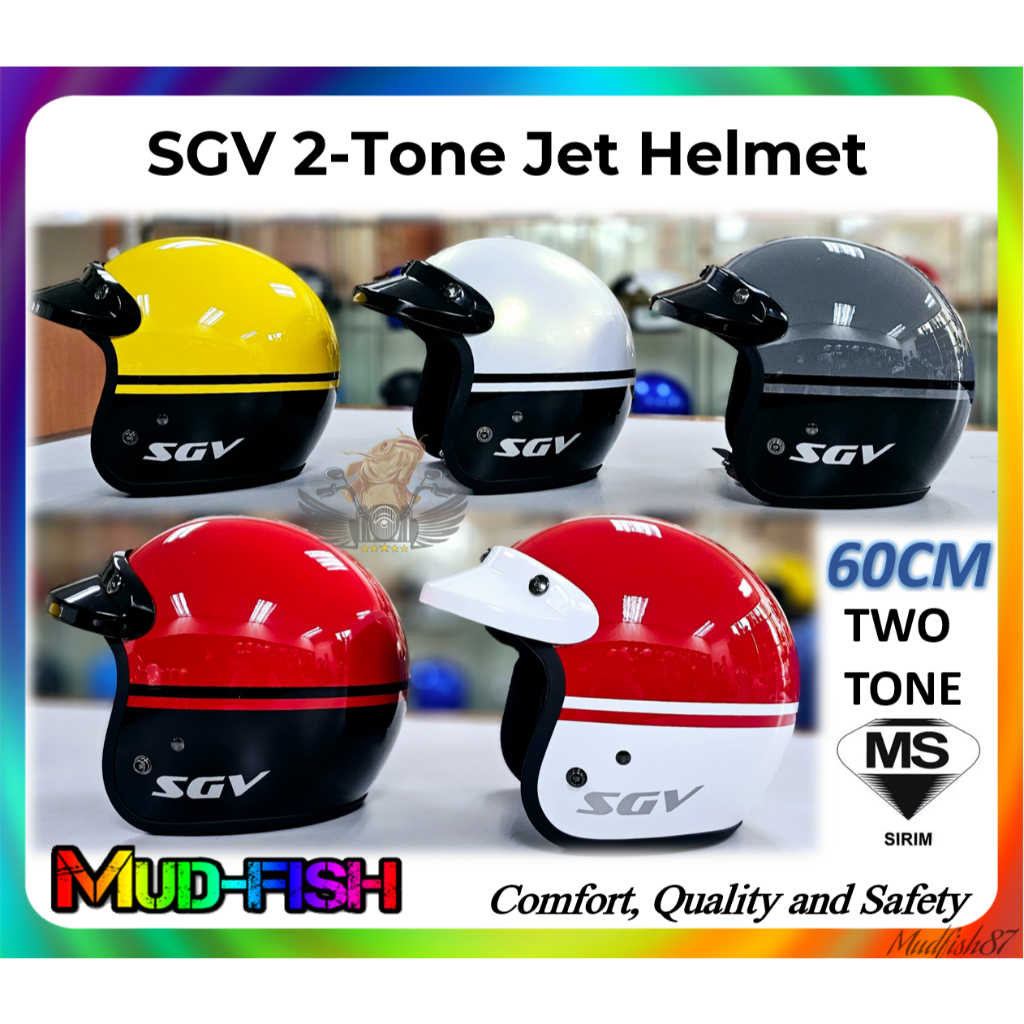 TOPI KELEDAR SGV 2-TONE TWO TONE JET HELMET (60CM) | Shopee Malaysia