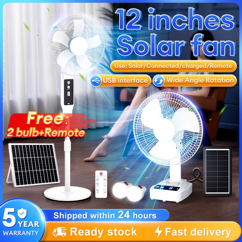 16‘’ Solar Fan Outdoor Kipas Solar floor Fan 6 wind speeds Camping fan ...