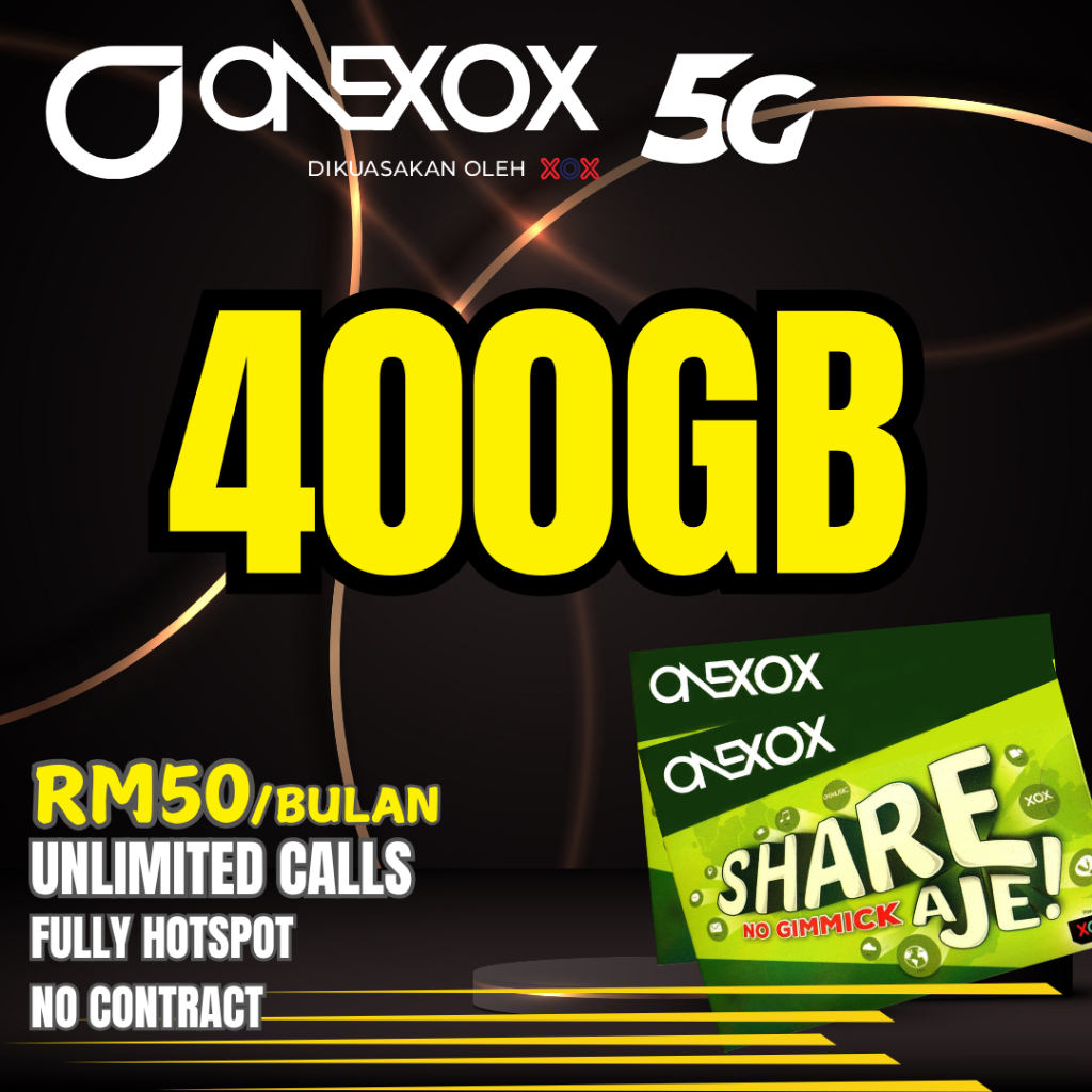 Onexox 400GB 5G Simkad Unlimited Data Unlimited Call Unlimited Hotpsot ...