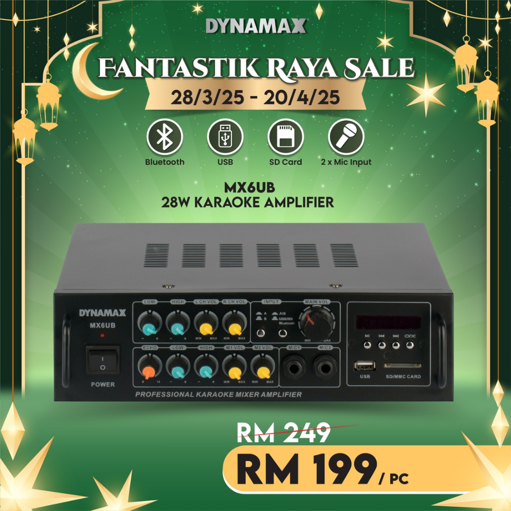 DYNAMAX MX6UB Karaoke Amplifier Mixing Amplifier Stereo Amplifier with ...