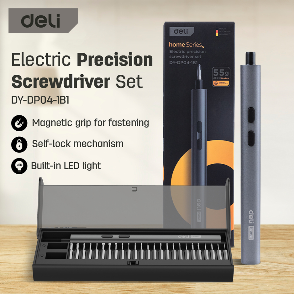 DELI Electric Precision Screwdriver with 25 Pcs Screwdriver Bits (3.7V ...