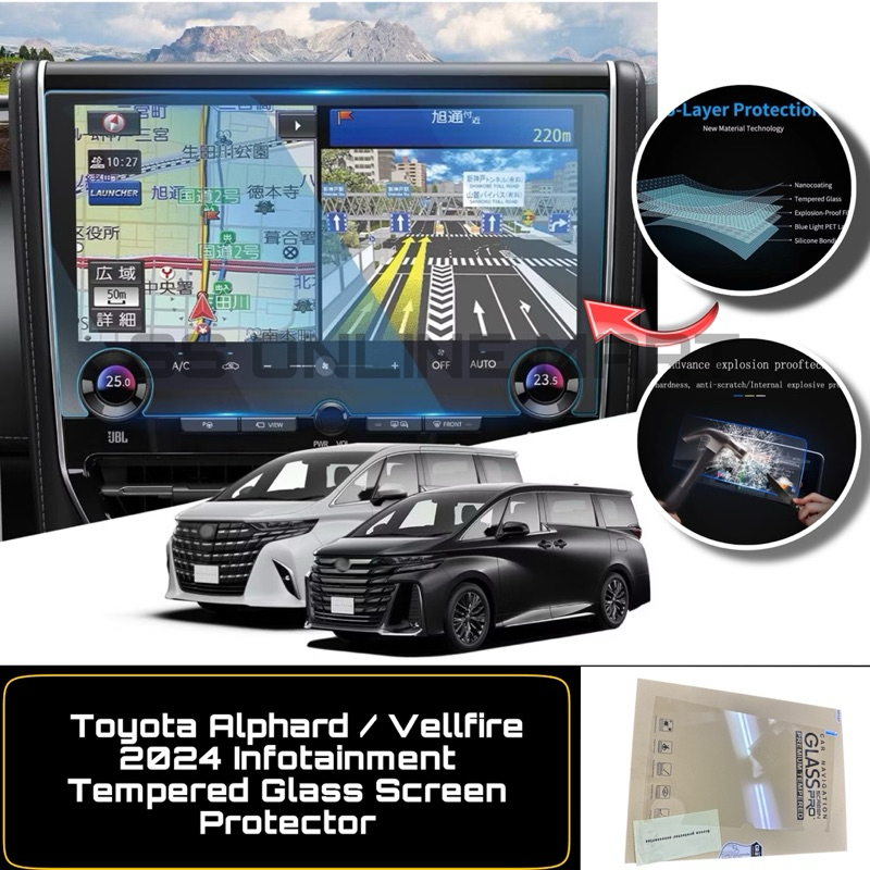 Toyota Alphard / Vellfire AGH40 2024 Infotainment Tempered Glass Screen ...