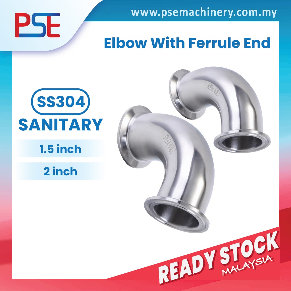 304 Sanitary Stainless Steel Elbow Ferrule End 90 Degree Tri Clamp ...