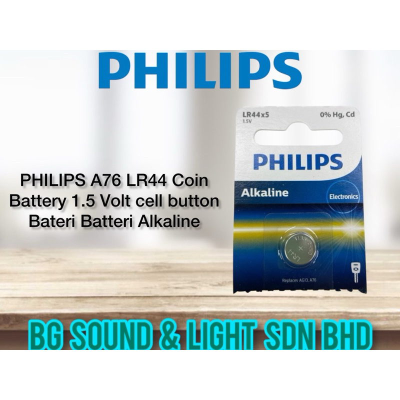 PHILIPS A76 LR44 Coin Battery 1.5 Volt cell button Bateri Batteri ...