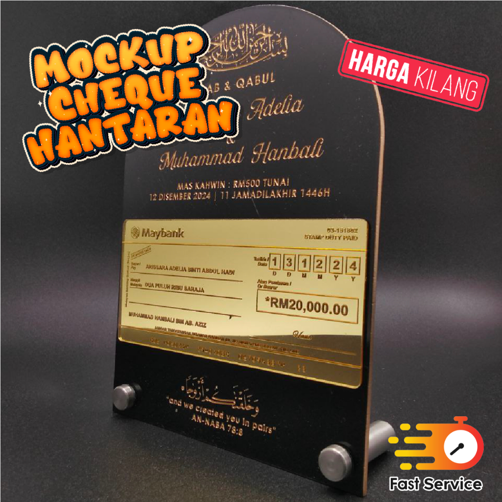 Cek Hantaran Kahwin | Replika Cek | Cheque Hantaran Nikah | MOCKUP ...