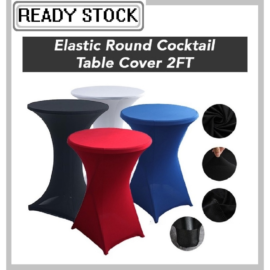 2 FT Round Cocktail Table Cloth Cover Elastic Event Hotel Kain Sarung ...