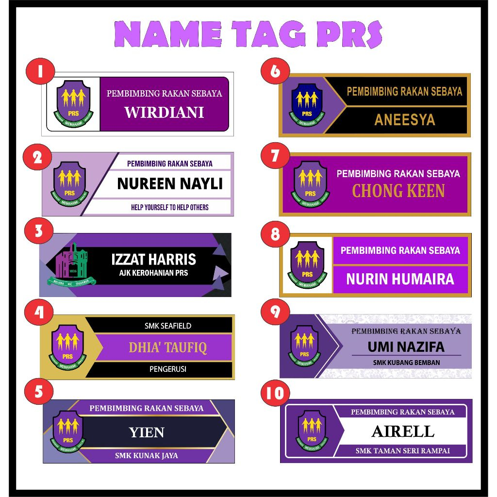 NAME TAG PRS/PENGAWAS/PSS/KETUA KELAS | Shopee Malaysia