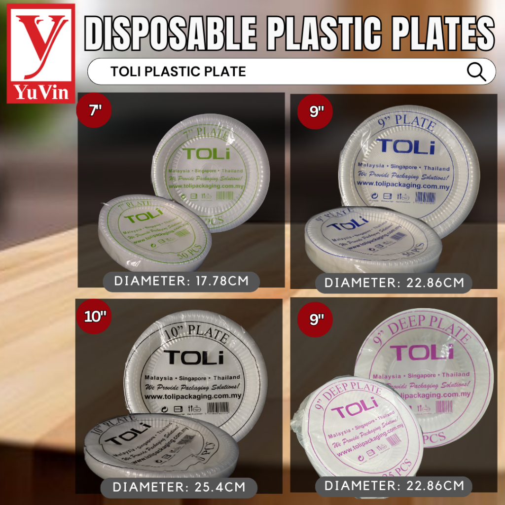 Toli Disposable Plate Plastic/PP Plate / 7 / 9 /10 Inch Plastic Plate ...