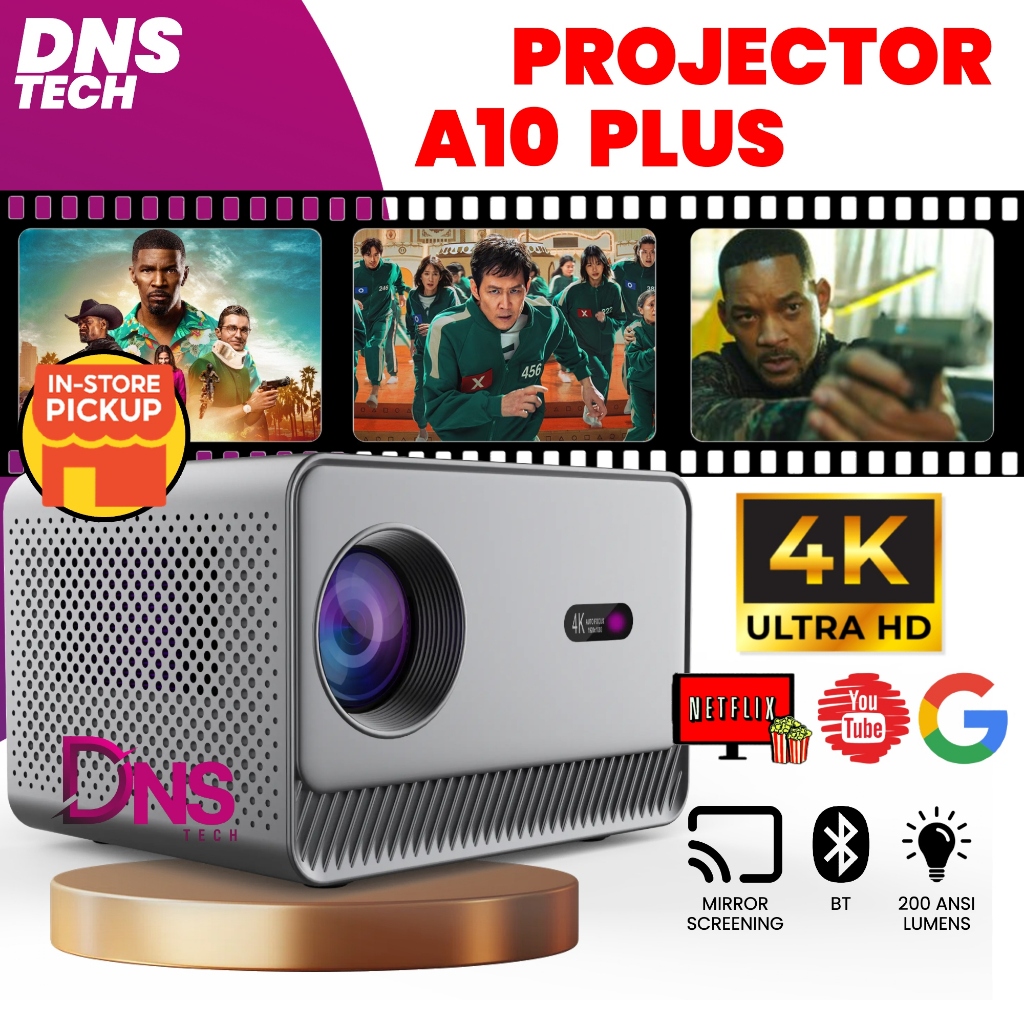 2025 A10 Plus Smart LED 4K Projector Android11 Dual WiFi Auto Focus ...