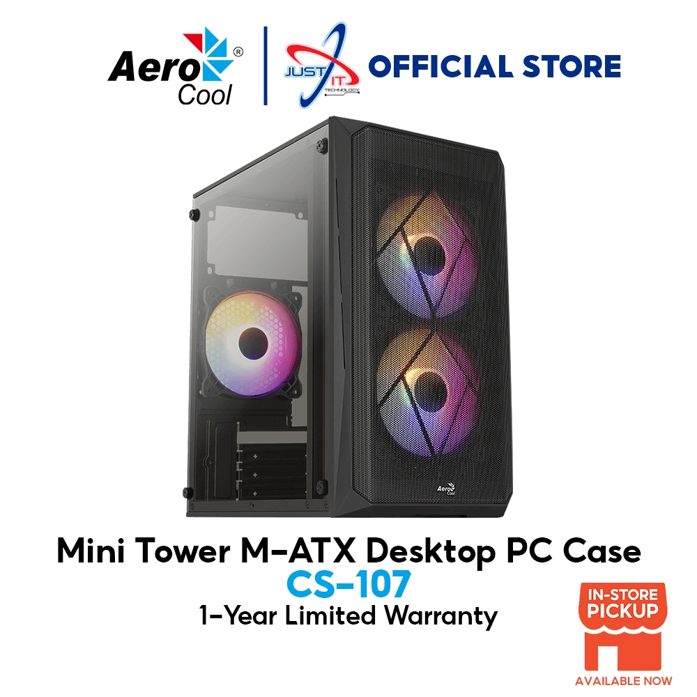 AEROCOOL CS-107 MINI TOWER M-ATX DESKTOP PC CASE / CASING WITH 3*120mm ...