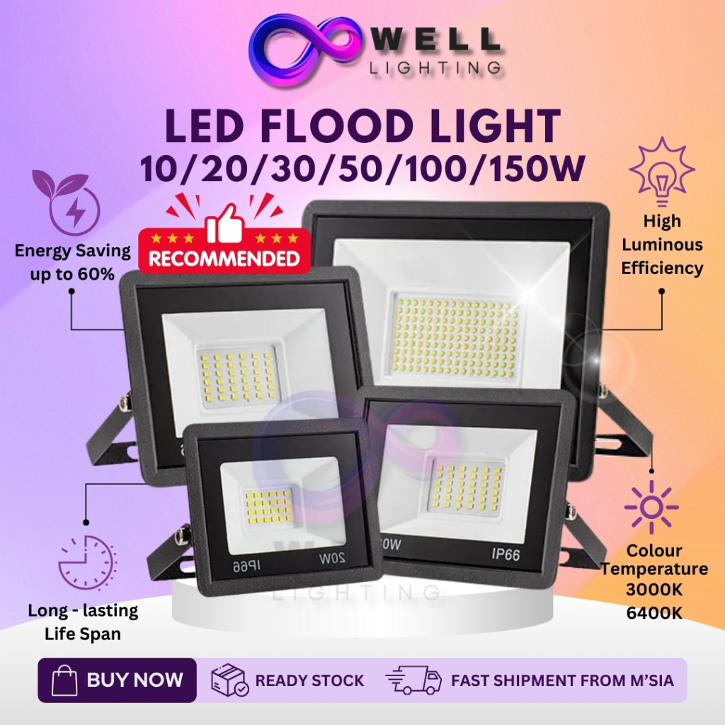 Lampu Kecemasan Banjir Luar Outdoor LED Flood Light 10W 20W 30W 50W 100W 150W Spotlight ...