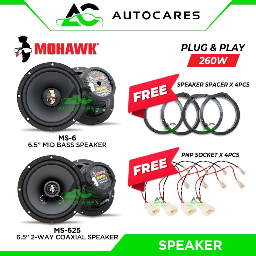 Plug n Play MOHAWK MS Combo Set 6.5" Mid Bass Speaker 2-Way Coaxial ...