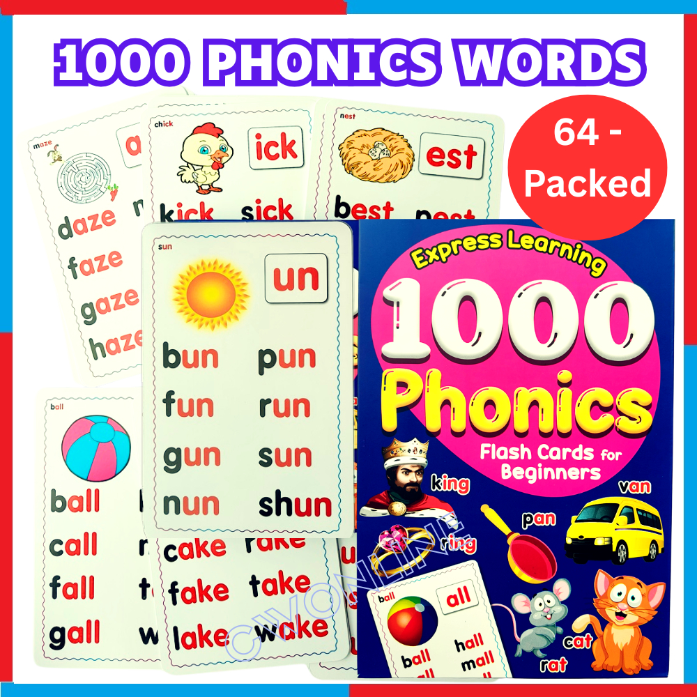 Learning 1000 Phonics Flash Card for Beginners Preschool Kindergarten ...