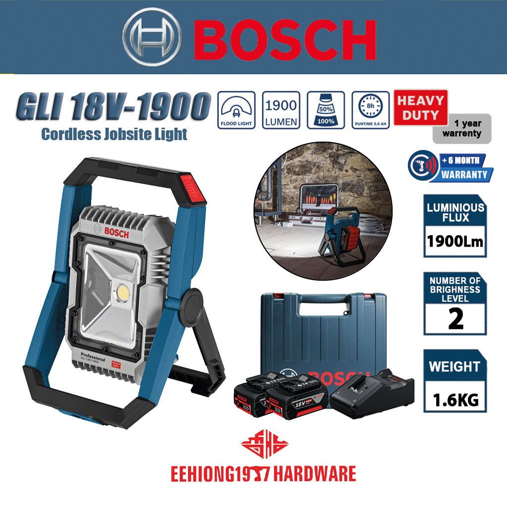 BOSCH GLI 18V-1900 Professional Cordless Jobsite LED Light GLI18V-1900 ...