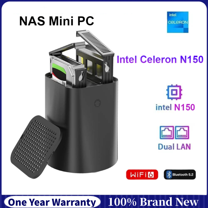 AOOSTAR R1 MINI PC Intel Processor N150 DDR4 2 Drive Bays NAS Firewall ...
