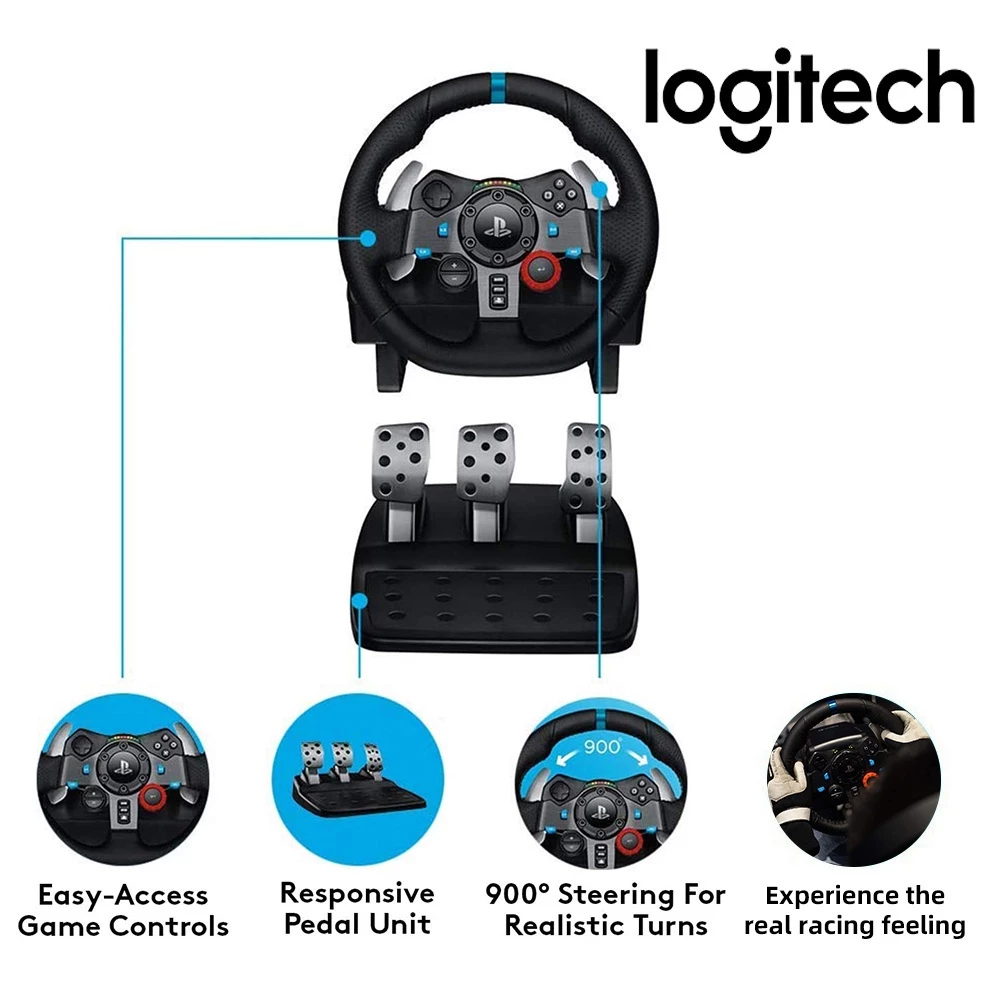 USED Logitech G29 Steering Wheel + Pedal for PC / PS5 / PS4 (6 MONTHS ...
