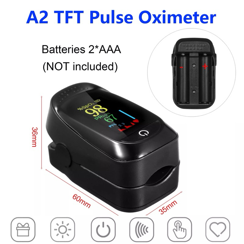 A2 Pulse Oximeter Accurate Reading Oxygen Metre Monitor Meter Oksigen ...