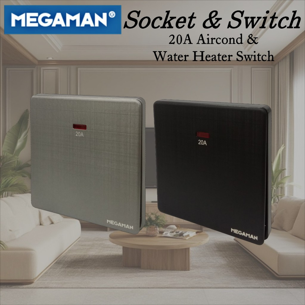 MEGAMAN 20A SWITCH SOCKET Modern Tartan Texture Design GRAY / BLACK ...