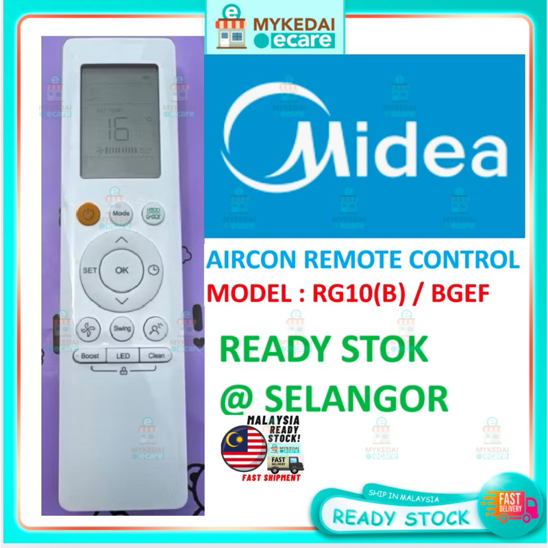 Midea Aircon Aircond Air Conditioner Remote Control RG10B(B)/BGEF model ...