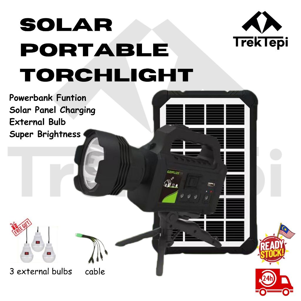 TrekTepi Solar Portable TorchLight 4000mAh Powerbank Charging and Stand ...