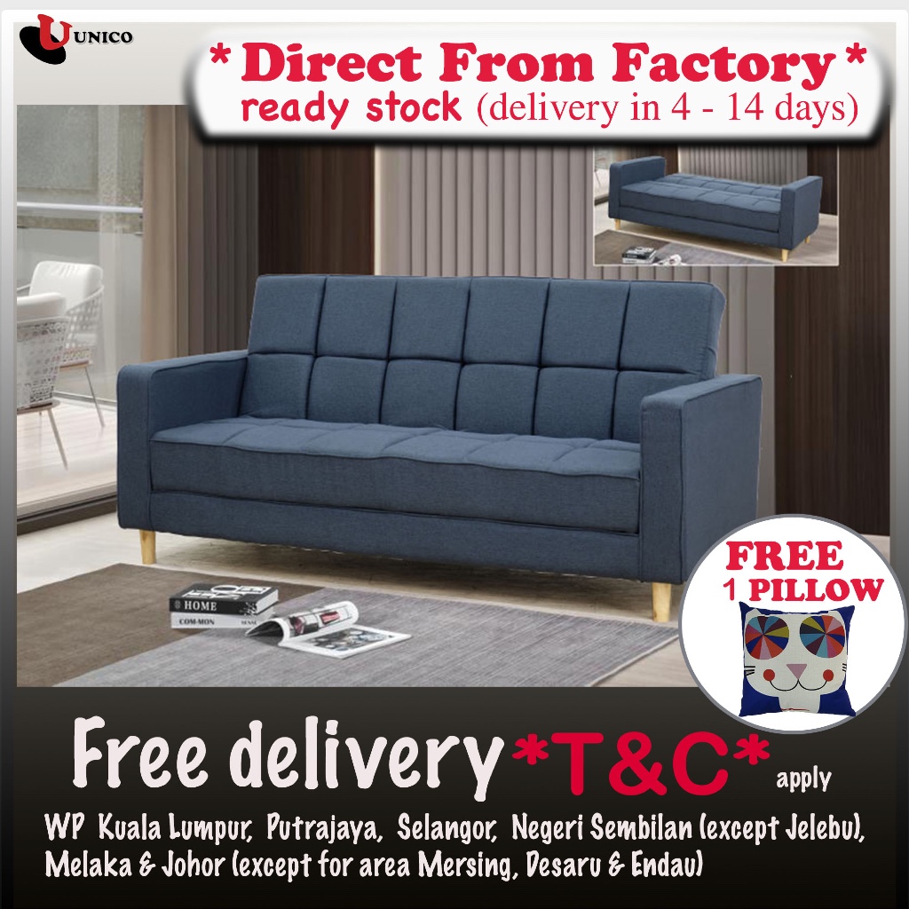 [color blue][fabric] UNICO EVELYN SOFA BED | Shopee Malaysia