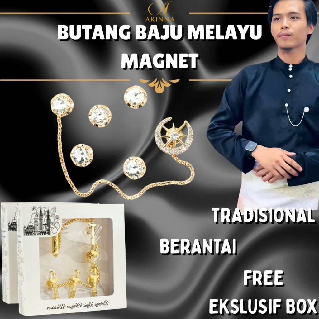 ARINNA Raya 2025 Butang Baju Melayu Klasik Lelaki Exclusive Berantai ...