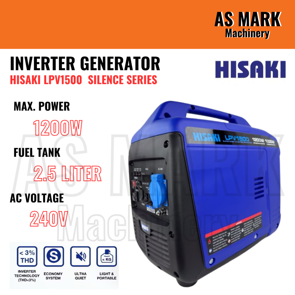 [Hisaki] LPV1500 Inverter Generator Inverter Silent Compact Petrol ...