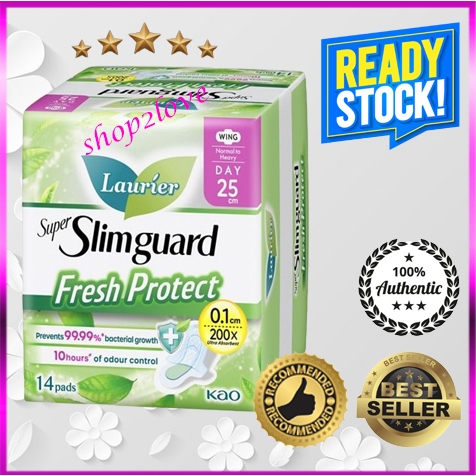 Laurier Super Slimguard Fresh Protect 25cm 14 Pads Day Type - Ultra ...