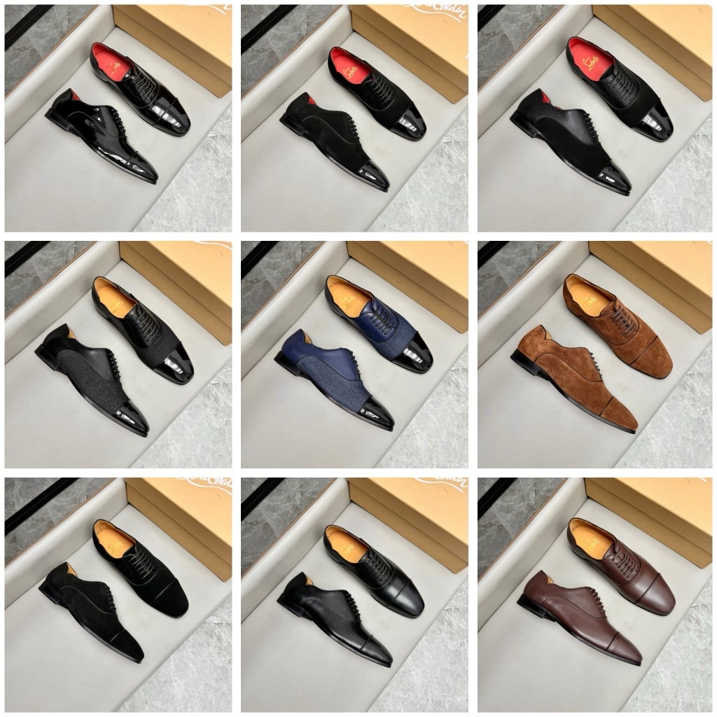 Kasut lelaki CBIN black color bright leather lace upper design luxury ...