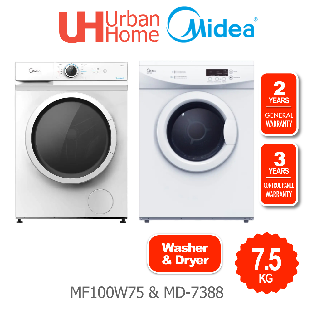 [COMBO] Midea Front Load Washing Machine Washer & Dryer ( 7.5KG ...
