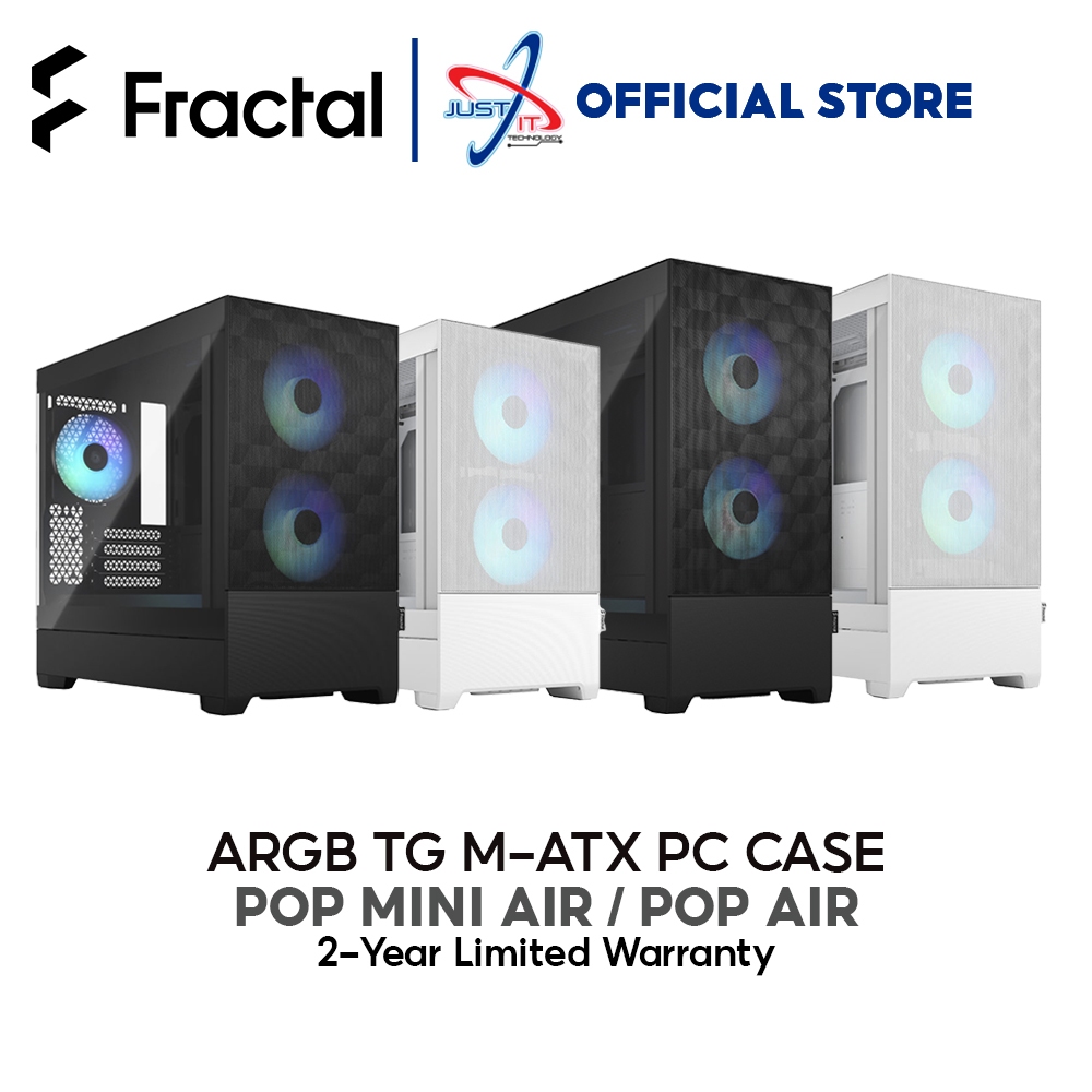 FRACTAL DESIGN POP MINI AIR / POP AIR RGB TG CLEAR TINT DESKTOP PC CASE ...