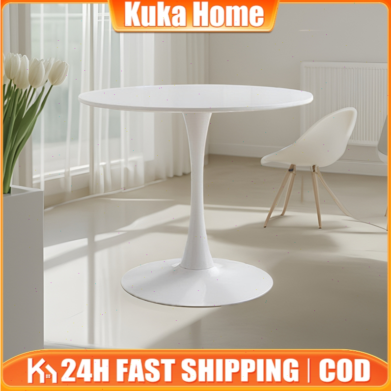 🌸【3-4 Seat】Meja Bulat Round White Dinning Table Home Side/Tea/Coffee ...