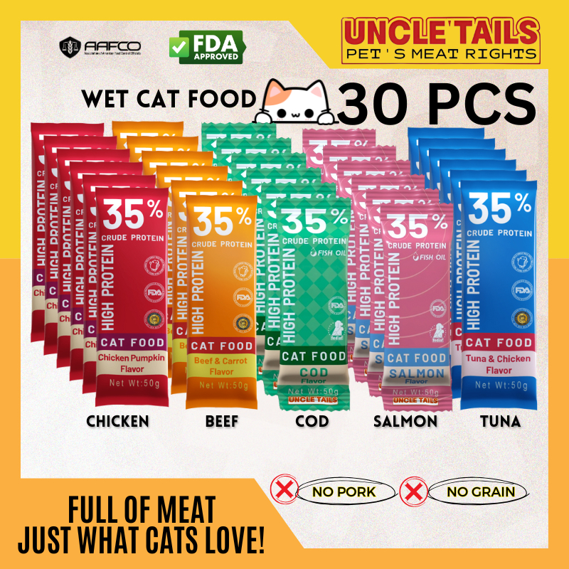 Uncle Tails Makanan basah kucing tinggi protein. High Protein Cat Wet ...