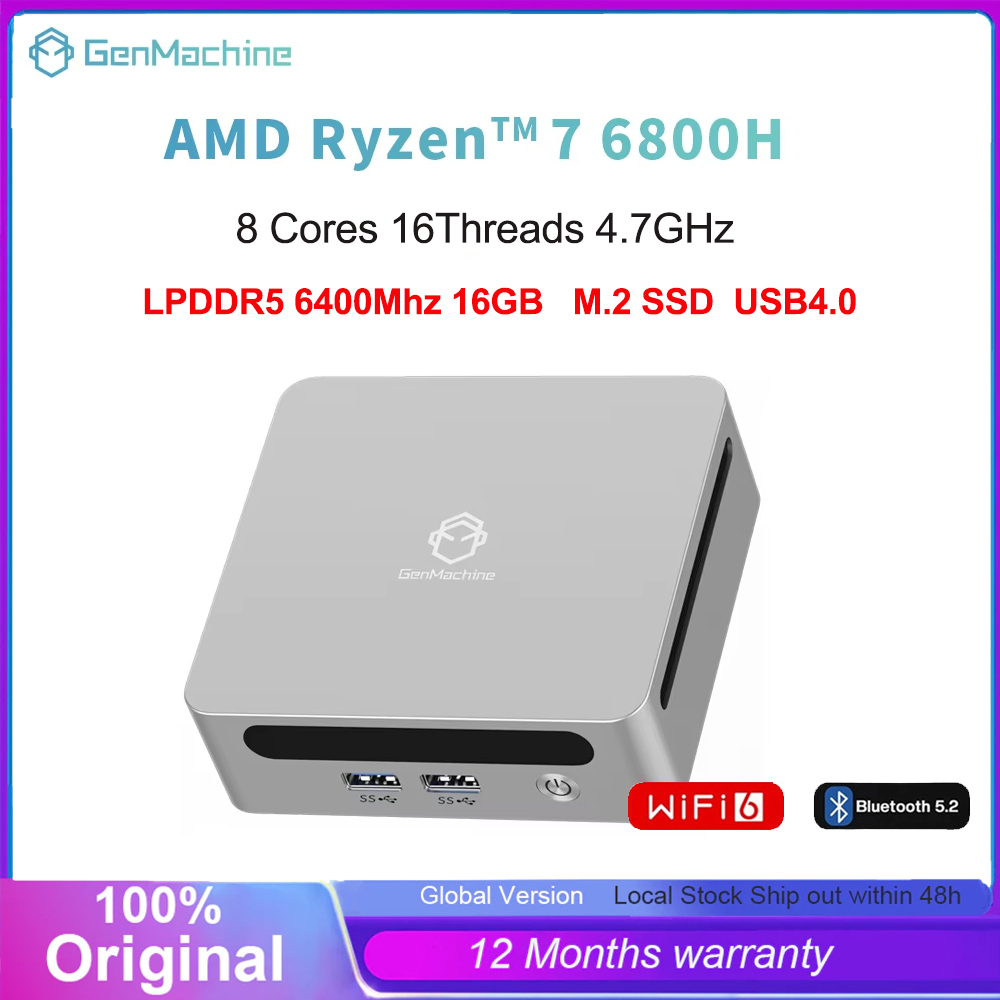 GenMachine Ryzen PRO 6800H MINI PC Windows 11 LPDDR5 6400Mhz 512GB M.2 ...