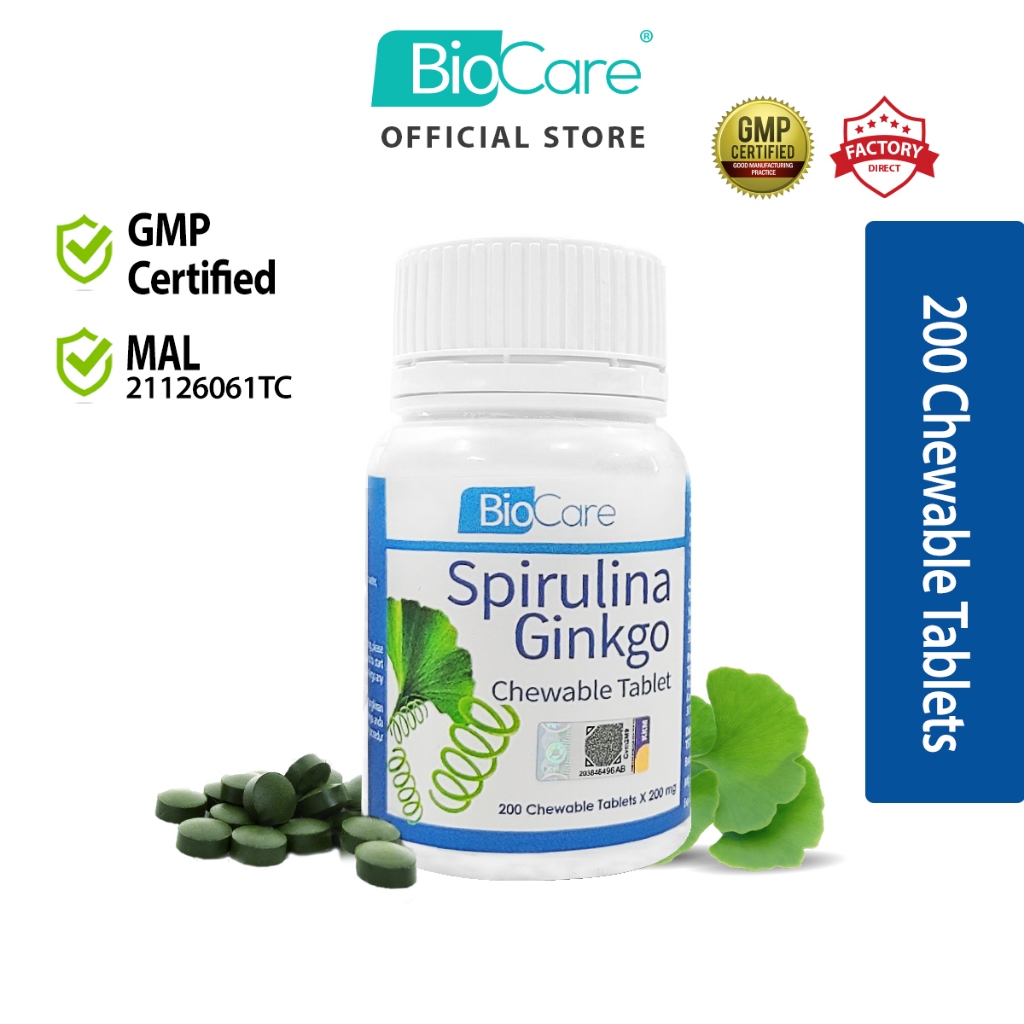 Biocare Spirulina Ginkgo (200mg x 200 Tablets) | Shopee Malaysia