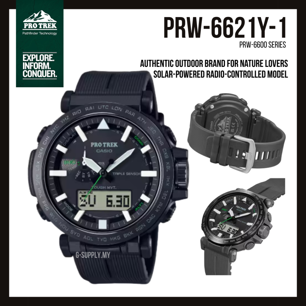 CASIO SPORT PROTREK PRW-6621Y-1 PRW-6621Y-1ER PRW-6600 PRW6621 PRW-6621 Triple Sensor Tough ...
