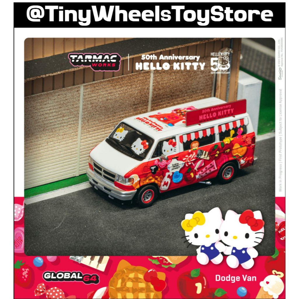 Tarmac Works Global64 Dodge Van 50th Anniversary Hello Kitty Food Truck ...