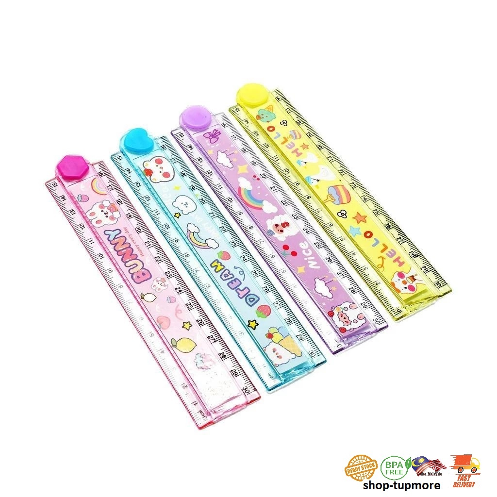 T/Kreati Cute Cartoon Foldable Ruler 30CM (4 pcs/pack) | Shopee Malaysia