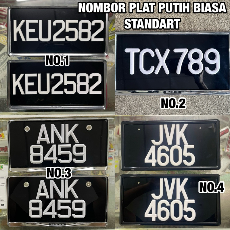 NOMBOR PLAT KERETA PUTIH STANDART LULUS JPJ TIDAK TERMASUK FRAME CHROME ...