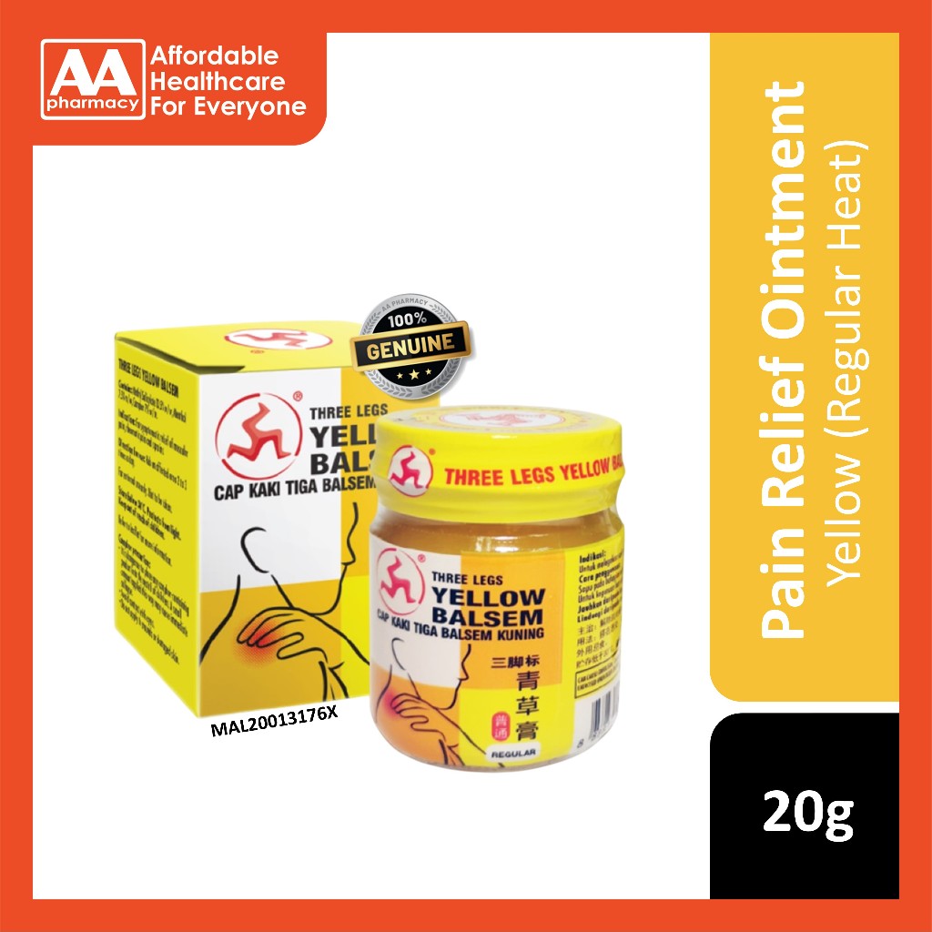 3 Legs Yellow Balsem Pain Relief Ointment 20g (Regular Heat) | Shopee ...