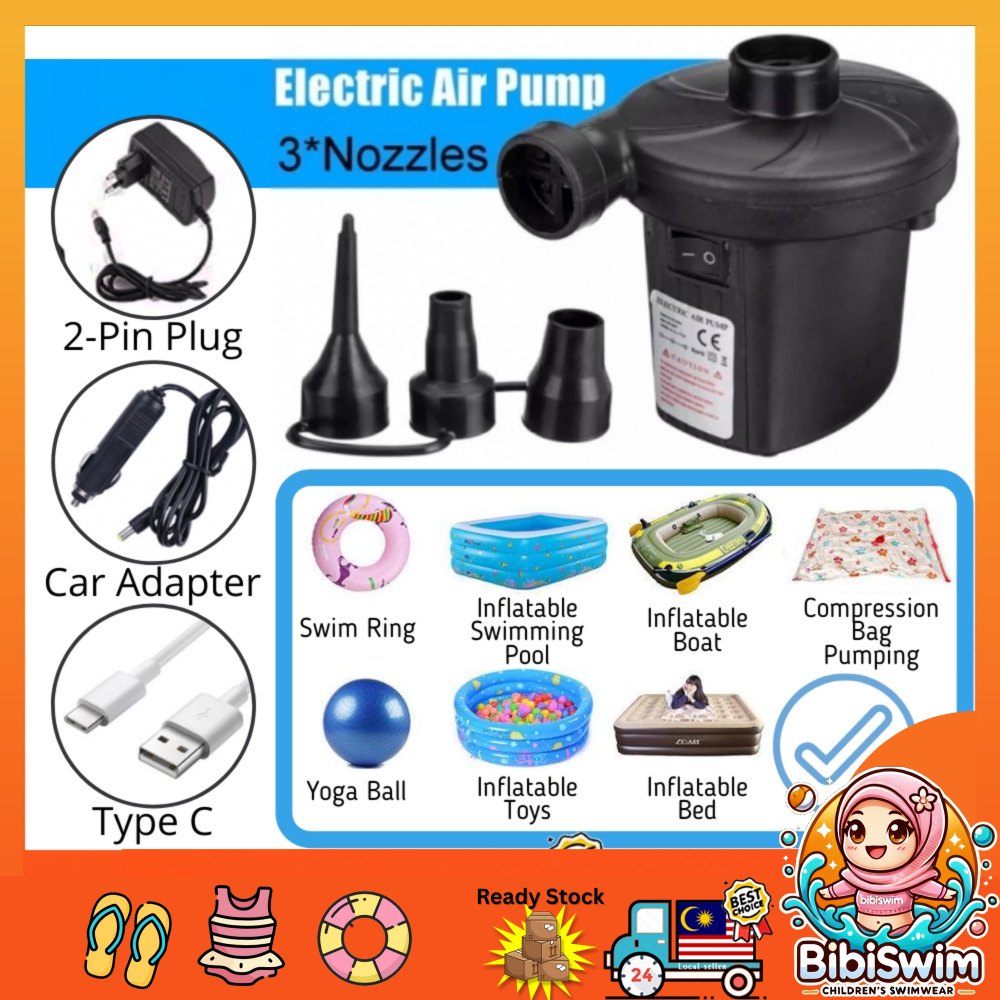 Electric Air Pump Mini Inflates & Deflates Portable For Swimming Pool ...