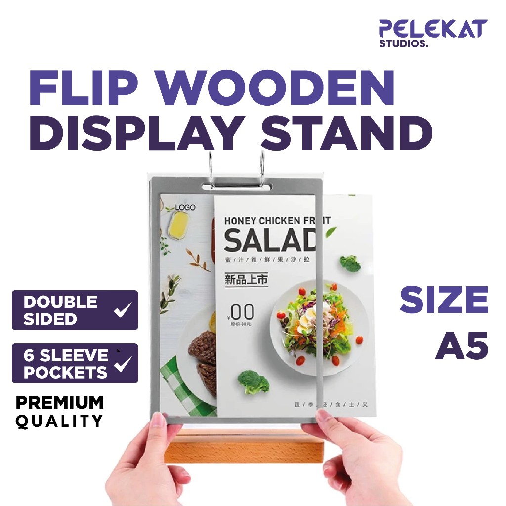 Flip Wooden Desktop Display Stand A5 Size | Shopee Malaysia