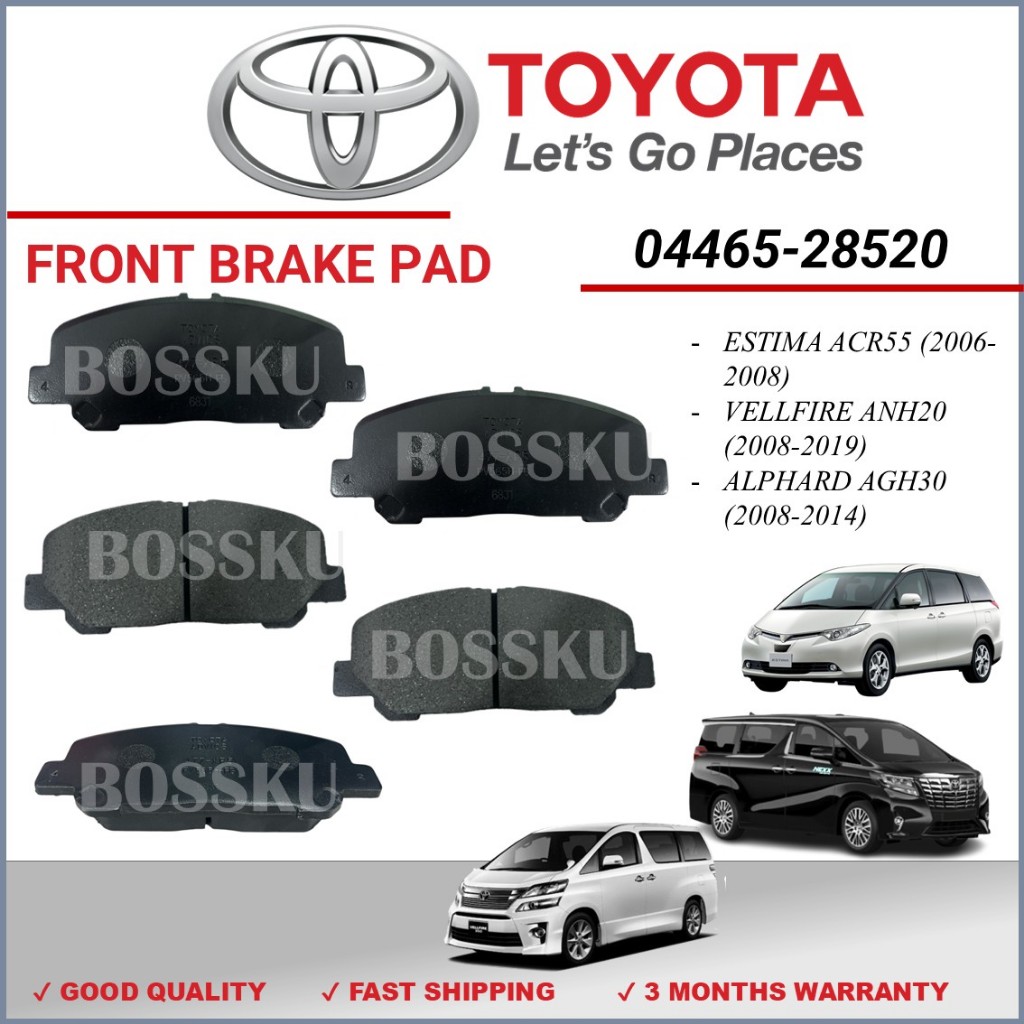 DEPAN FRONT BRAKE PADS - TOYOTA ALPHARD AGH30 ESTIMA ACR50 VELLFIRE ...