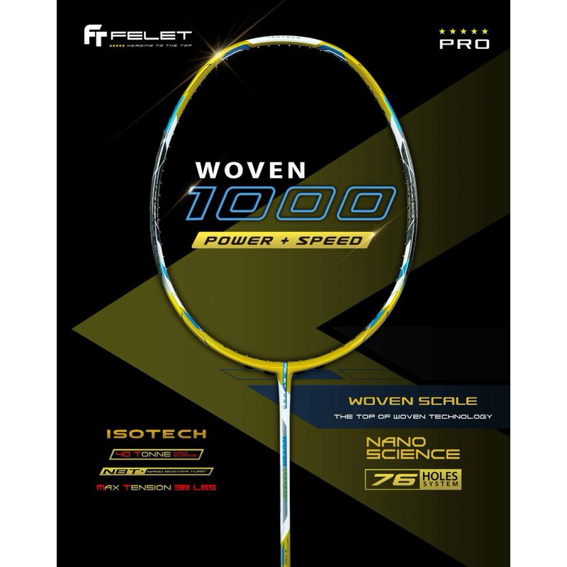 FELET Woven 1000 Badminton Racket [FREE STRING + Grip] | Shopee Malaysia