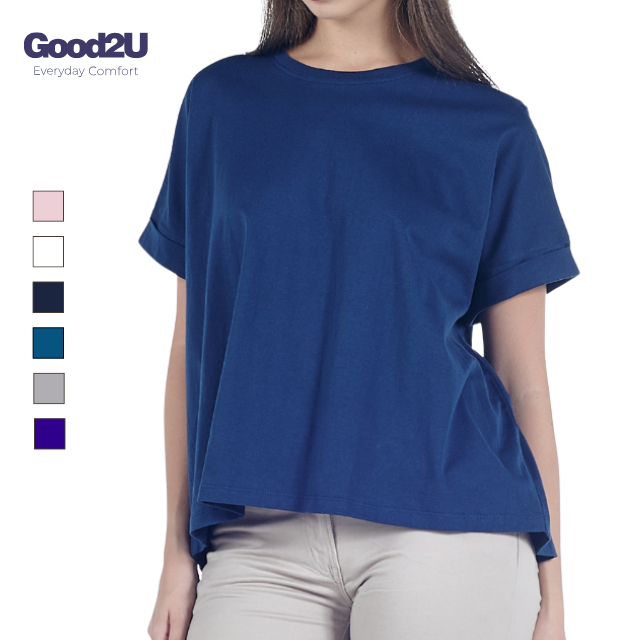 [GOOD2U] Plein Kotton Women Oversized Crew Neck T-Shirt / Baju Tshirt ...