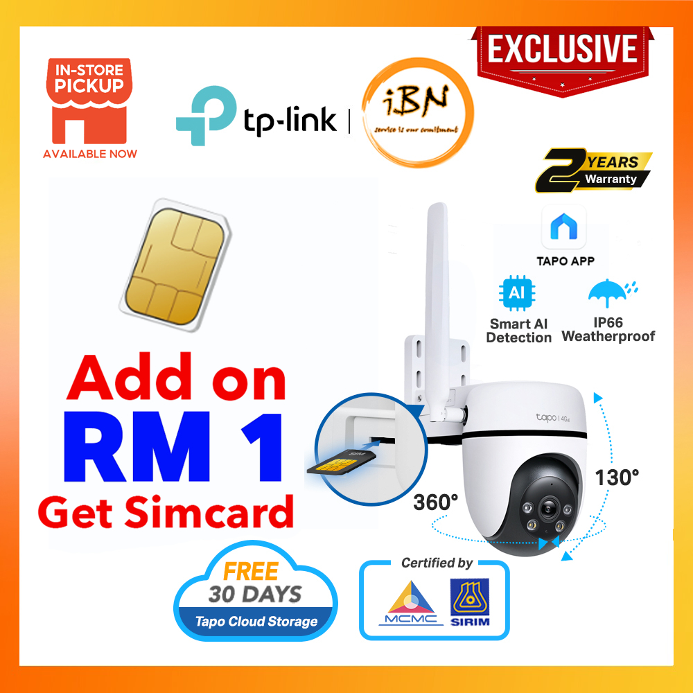 TP-Link Tapo 4G SIM Card & POE 2MP CCTV Camera Outdoor IP66 Waterproof ...
