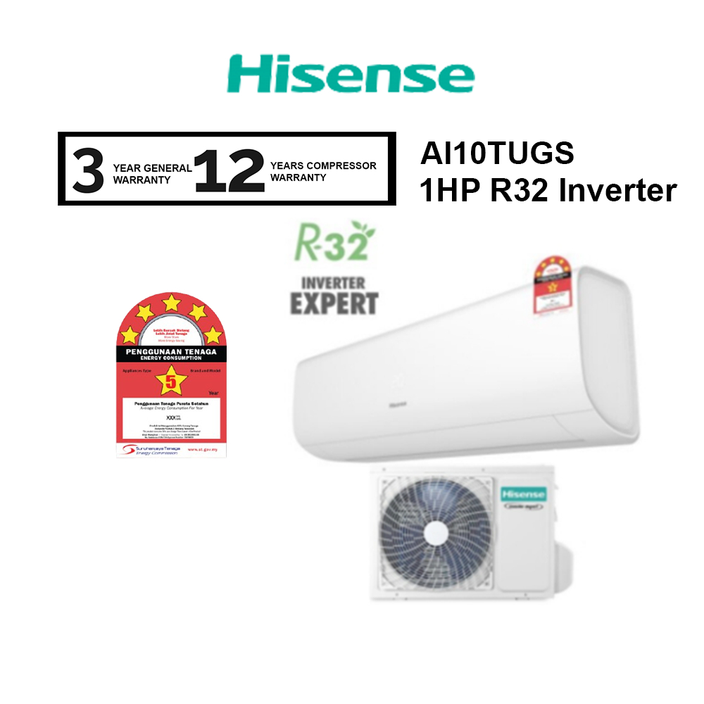 Hisense Air Cond AI10TUGS 1HP R32 Inverter Air Conditioner ( TUGS ) 5 ...